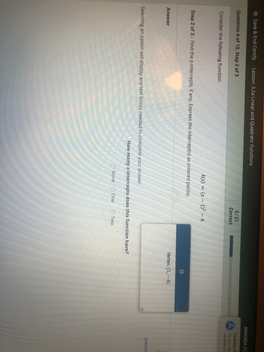 Solved Save & End Certify Lesson: 3.2a Linear and Quadratic | Chegg.com