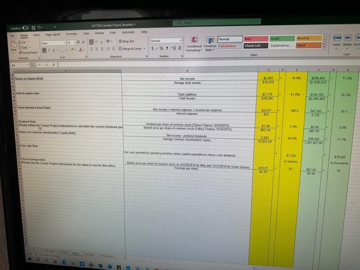 use the excel spreadsheet to compute ratios; show | Chegg.com