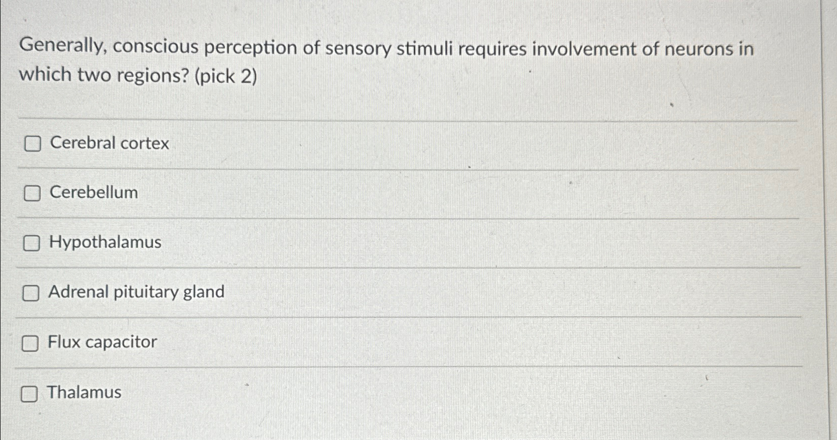 Solved Generally, conscious perception of sensory stimuli | Chegg.com