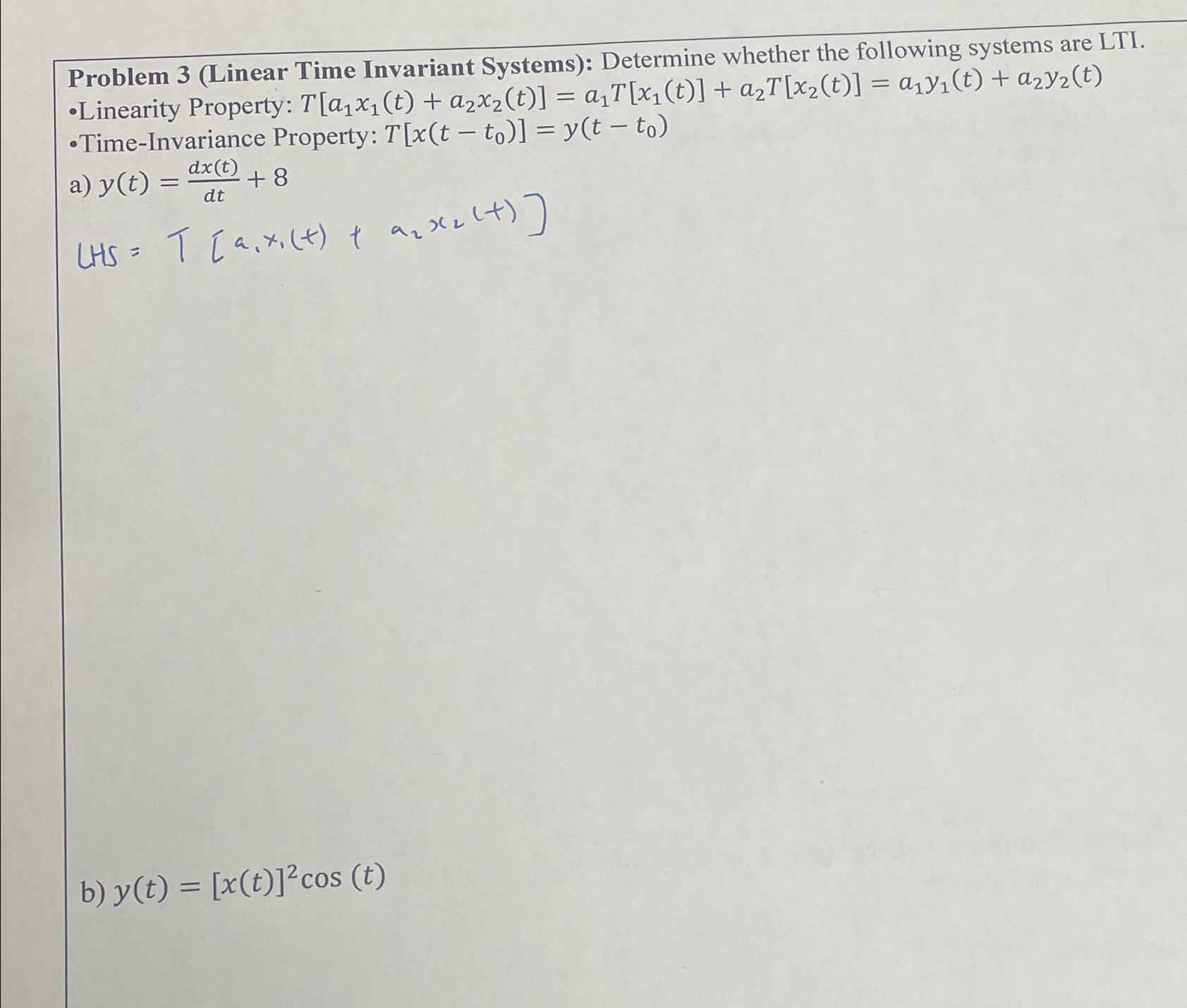 Solved Problem 3 Linear Time Invariant Systems Determine 8186