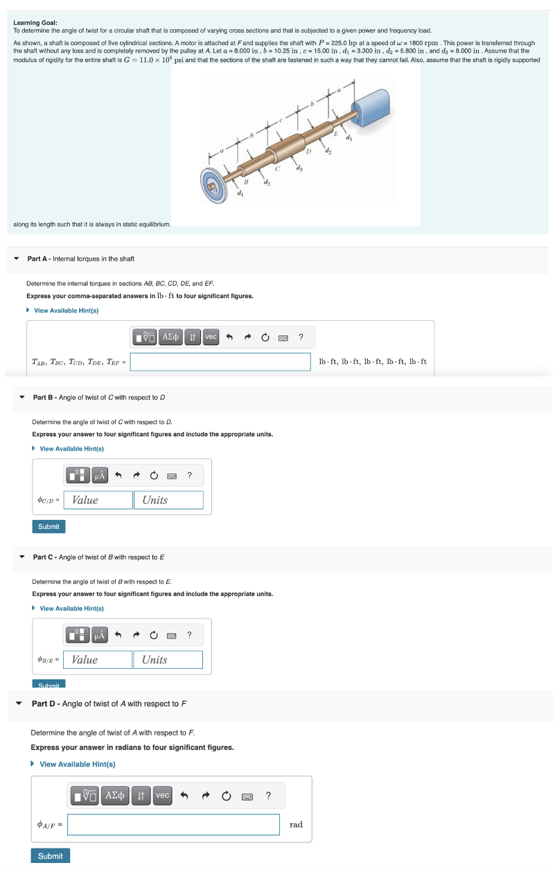 Solved Learning Goal:To determine the angle of twist for a | Chegg.com