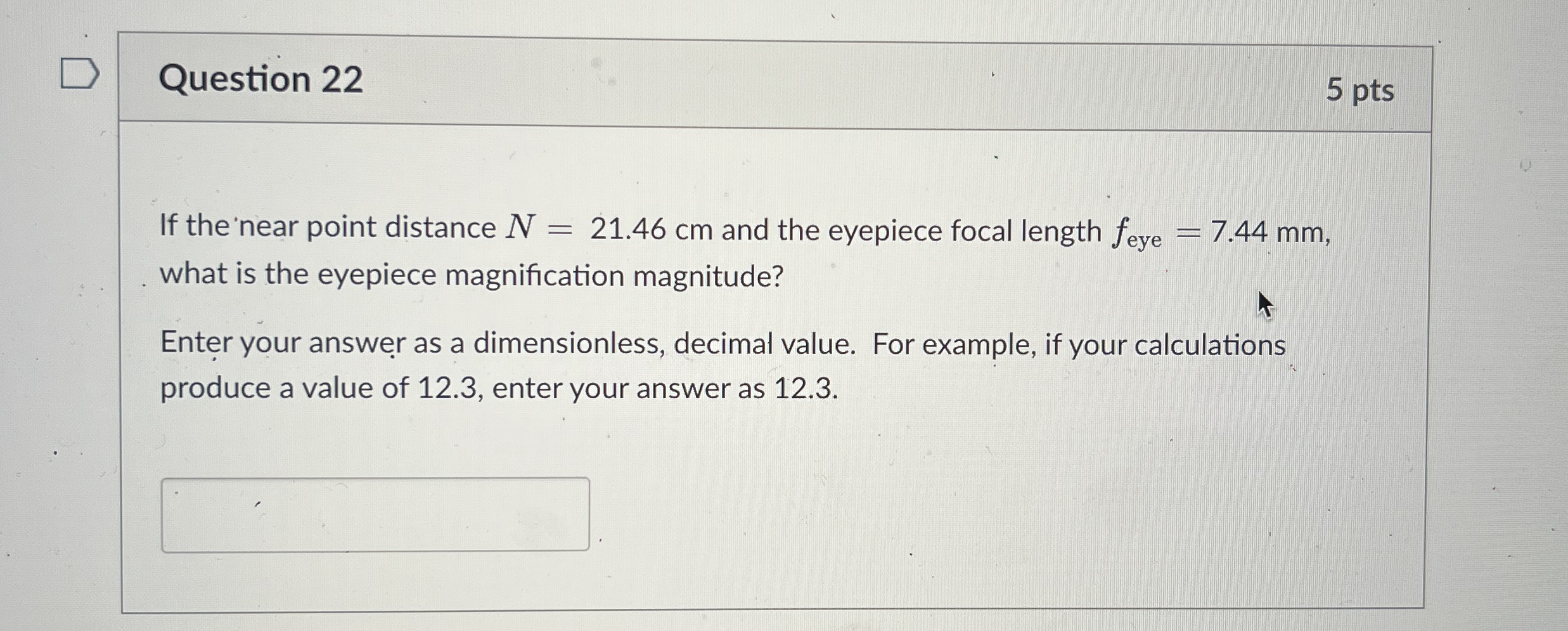 Solved Question 225 ﻿ptsIf the 'near point distance | Chegg.com