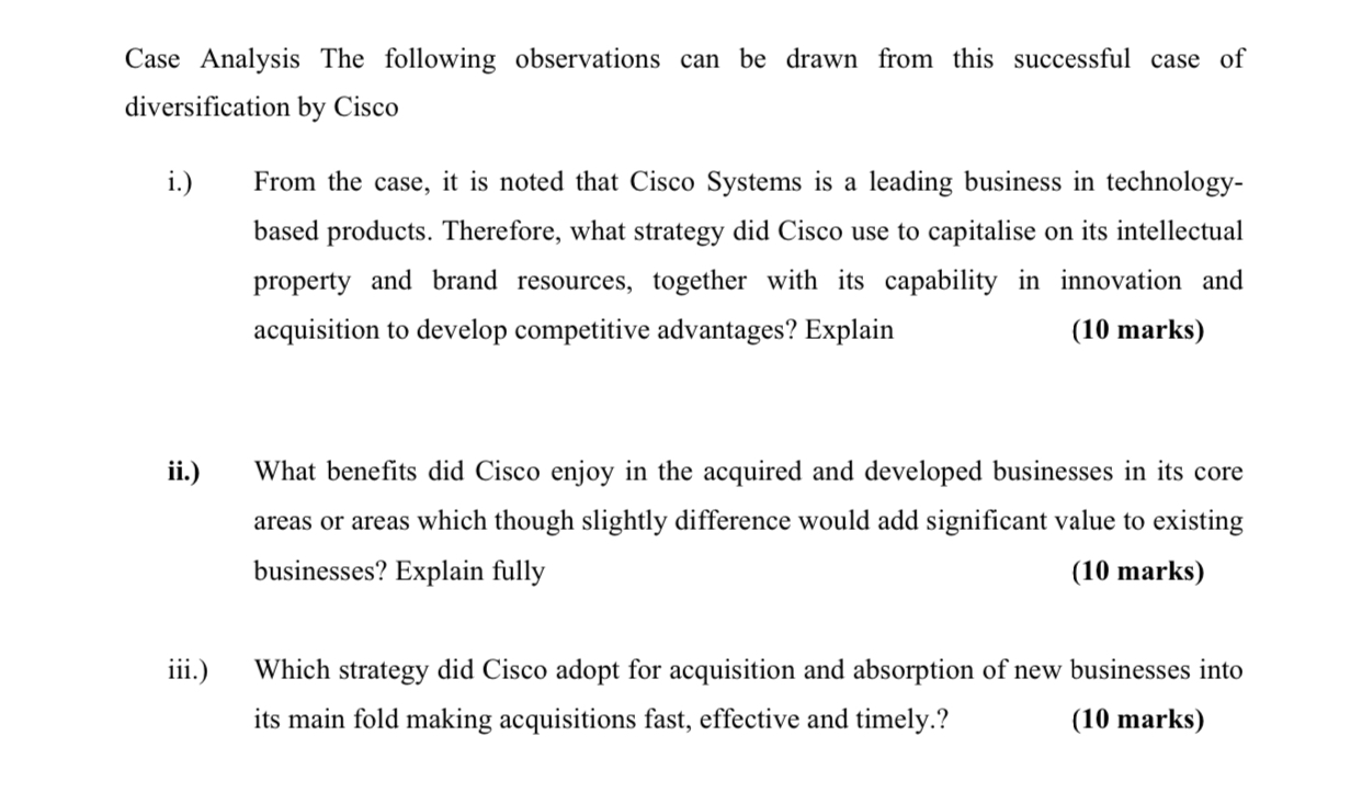 Solved Case Analysis The following observations can be drawn | Chegg.com