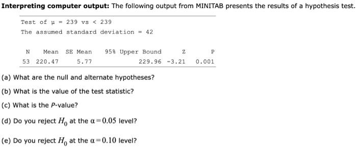 Solved Interpreting computer output: The following output | Chegg.com