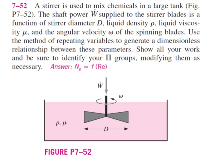 Solved 7–52 A stirrer is used to mix chemicals in a large | Chegg.com
