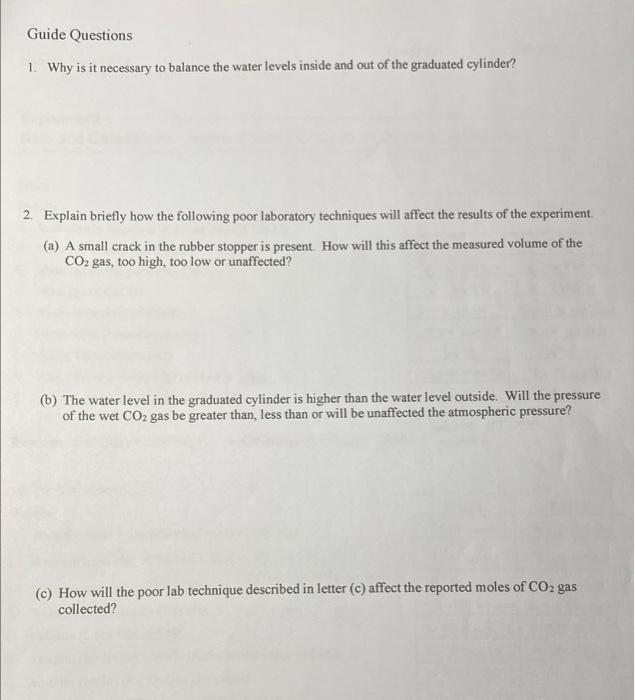 Solved Experiment 4 Data and Calculations: Molar Volume of | Chegg.com