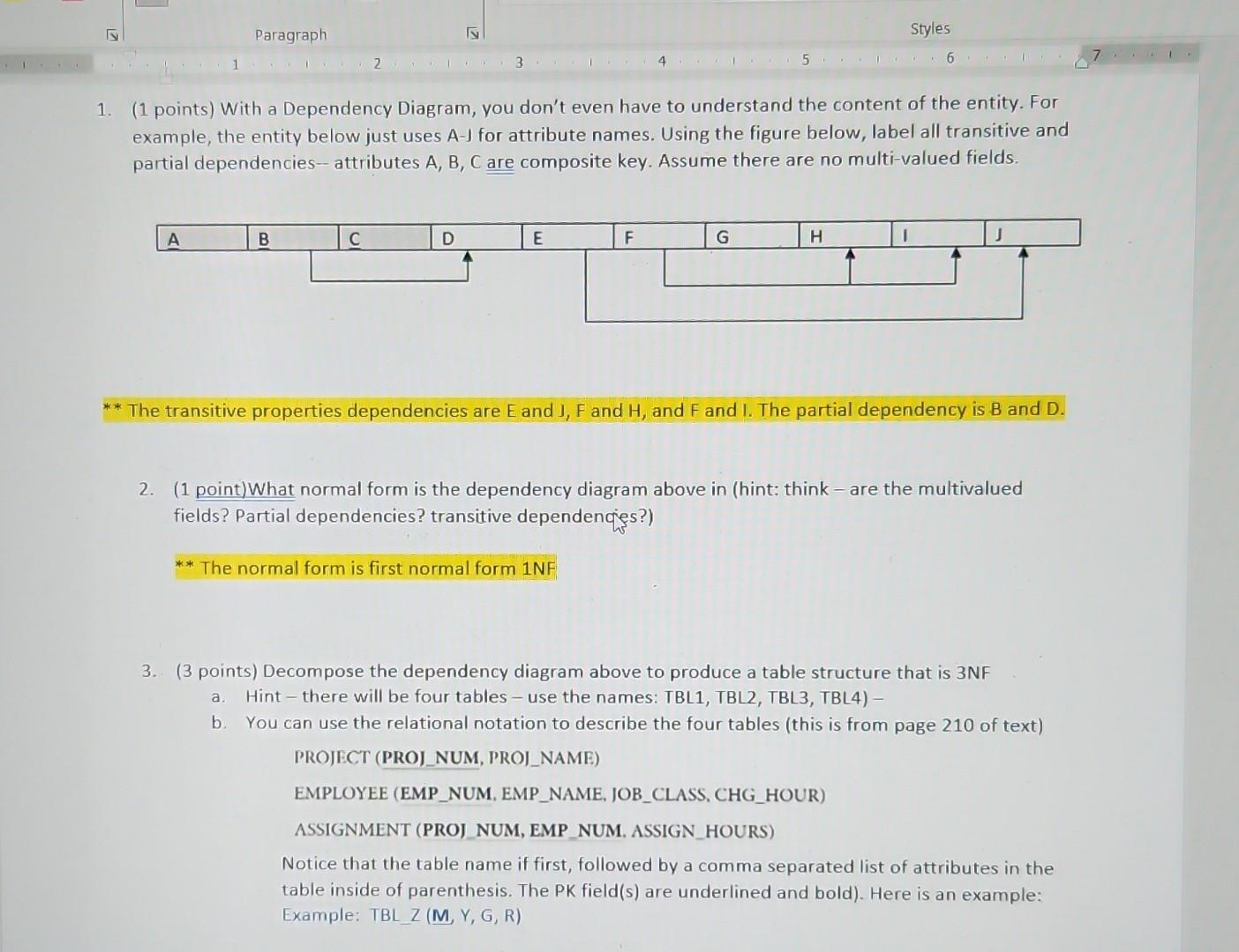 Solved (1 points) With a Dependency Diagram, you don't even | Chegg.com