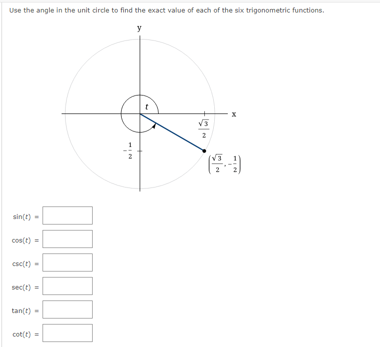 Solved Use the angle in the unit circle to find the exact | Chegg.com