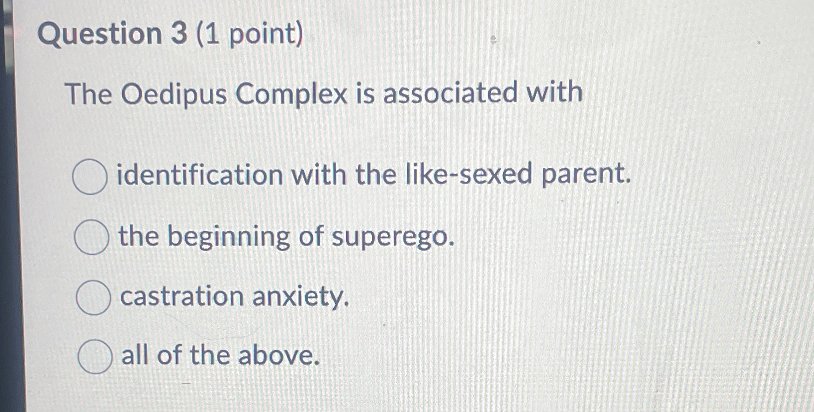 Solved Question 3 (1 ﻿point)The Oedipus Complex is | Chegg.com