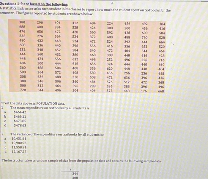 Solved Questions 1-9 are based on the following: A | Chegg.com
