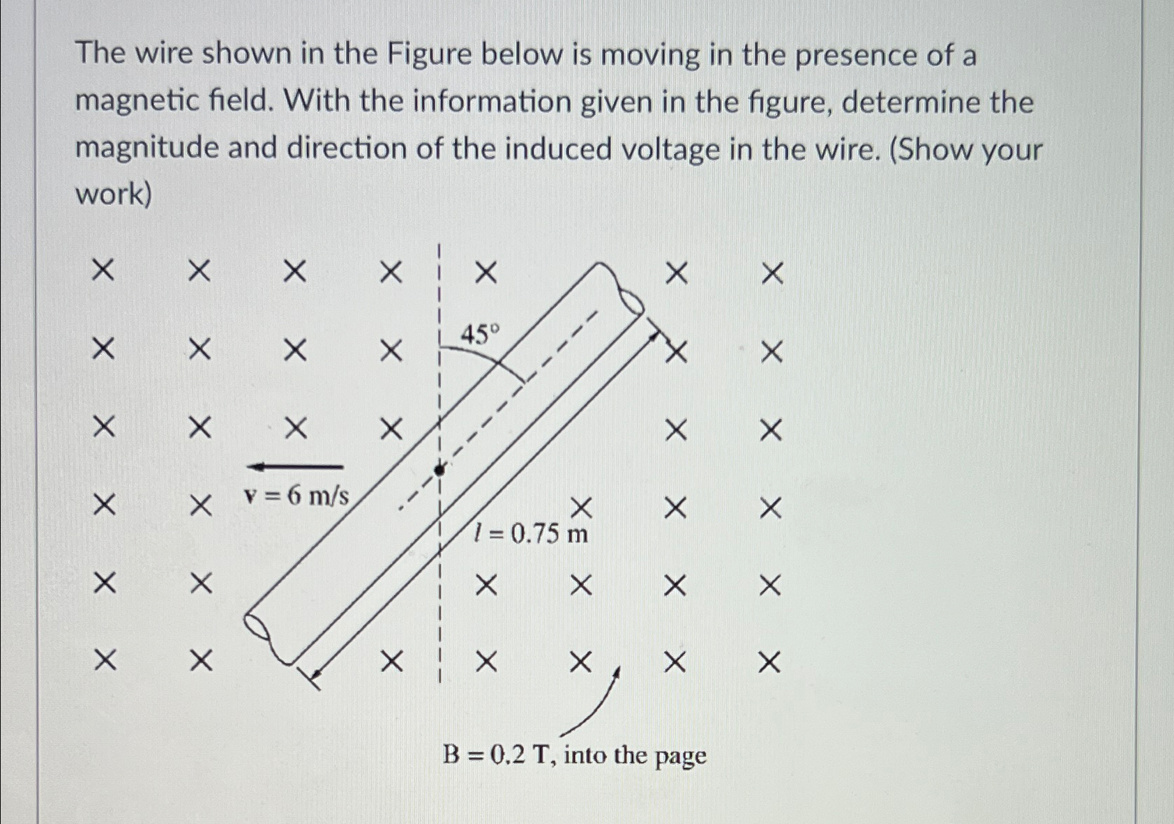 Solved The wire shown in the Figure below is moving in the | Chegg.com