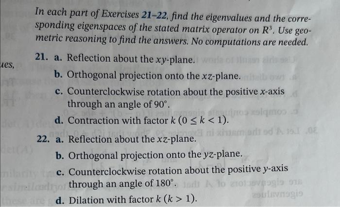 Solved In each part of Exercises 21-22, find the eigenvalues | Chegg.com