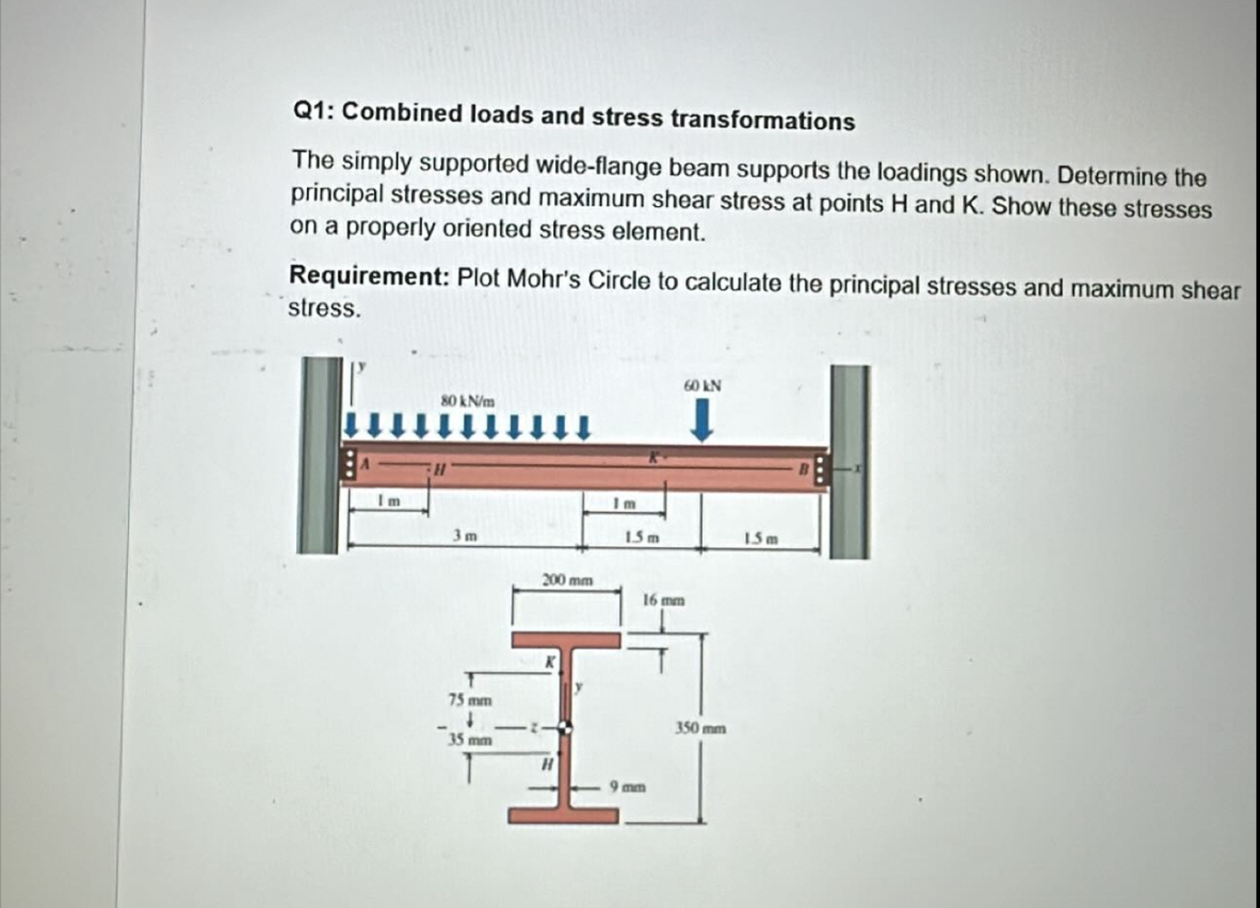 Solved Q1: Combined loads and stress transformationsThe | Chegg.com