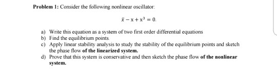 Solved Problem 1: Consider the following nonlinear | Chegg.com