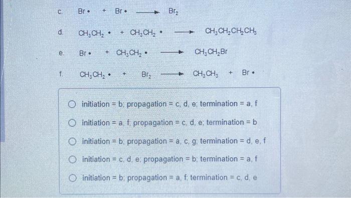 Solved Identify as initiation, propagation, or termination. | Chegg.com