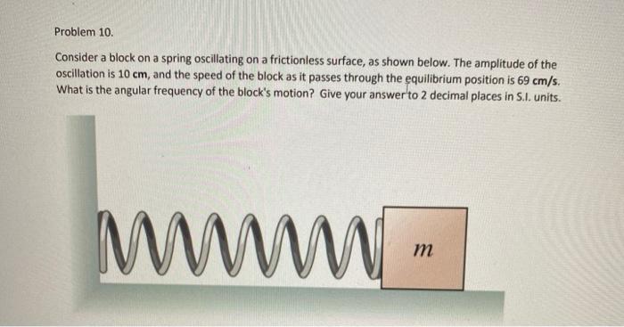 Solved Problem 10. Consider a block on a spring oscillating | Chegg.com
