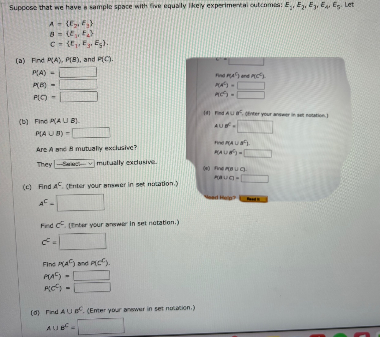 Solved Suppose that we have a sample space with five equally | Chegg.com