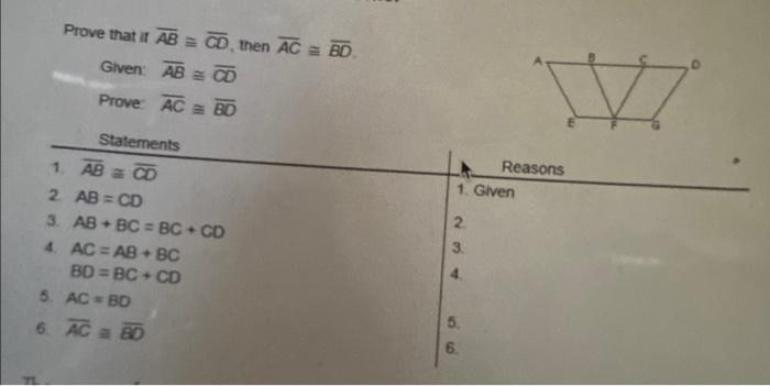Solved Prove that I AB CD then AC BD Given: AB CD Prove AC S | Chegg.com