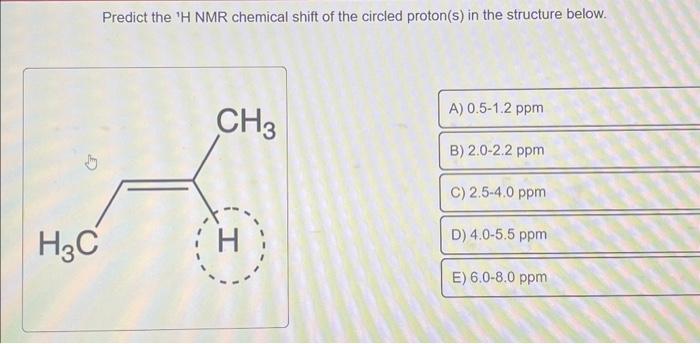 Solved Predict the 'H NMR chemical shift of the circled | Chegg.com