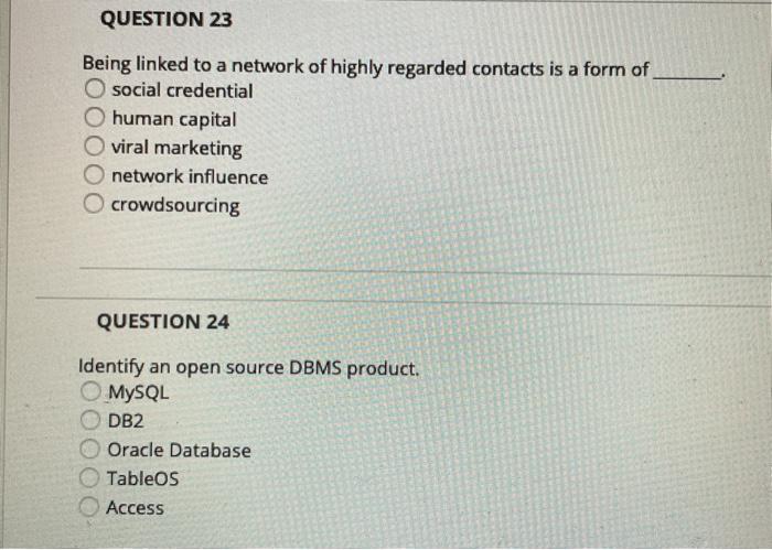 Solved QUESTION 23 Being linked to a network of highly | Chegg.com
