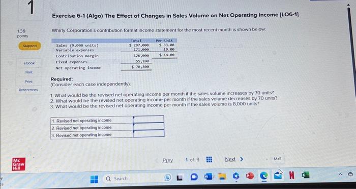 Solved Exercise 6-1 (Algo) The Effect of Changes in Sales | Chegg.com