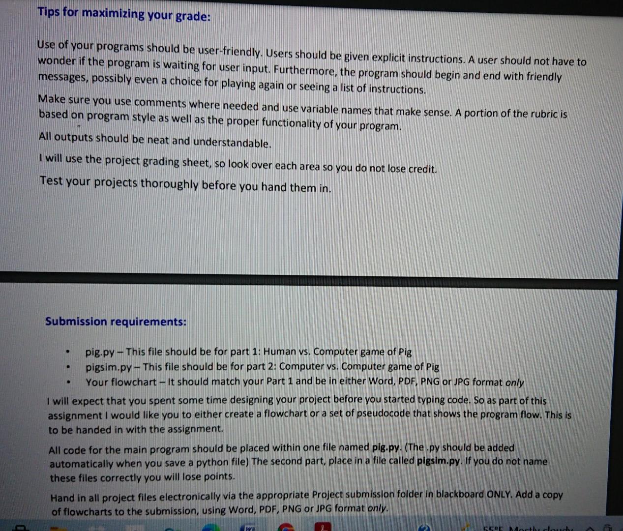 Project 2: Python Pig Project A IN Attached Files: | Chegg.com