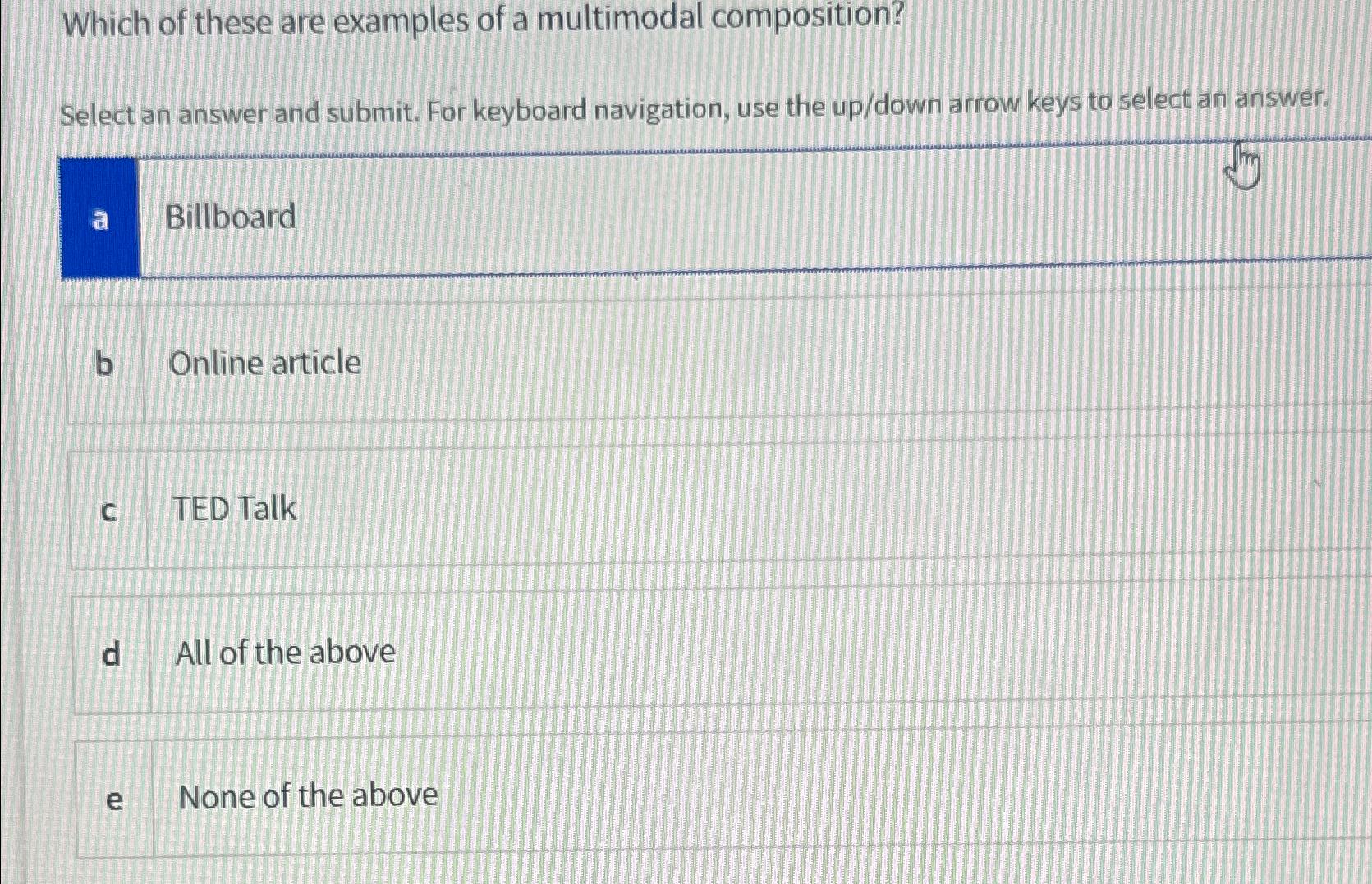 Solved Which of these are examples of a multimodal | Chegg.com