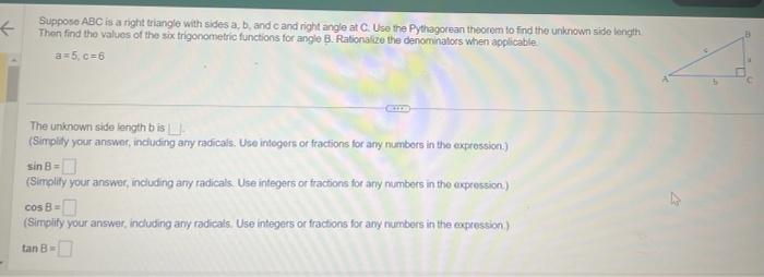 Solved Suppose ABC is a tight triangle with sides a, b, and | Chegg.com