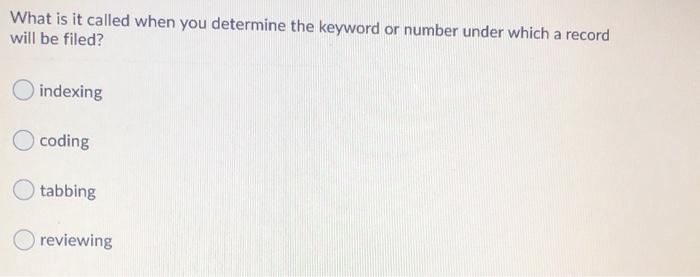 What is it called when you determine the keyword or | Chegg.com