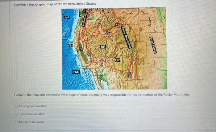 Solved Examine a topographic map of the western United | Chegg.com