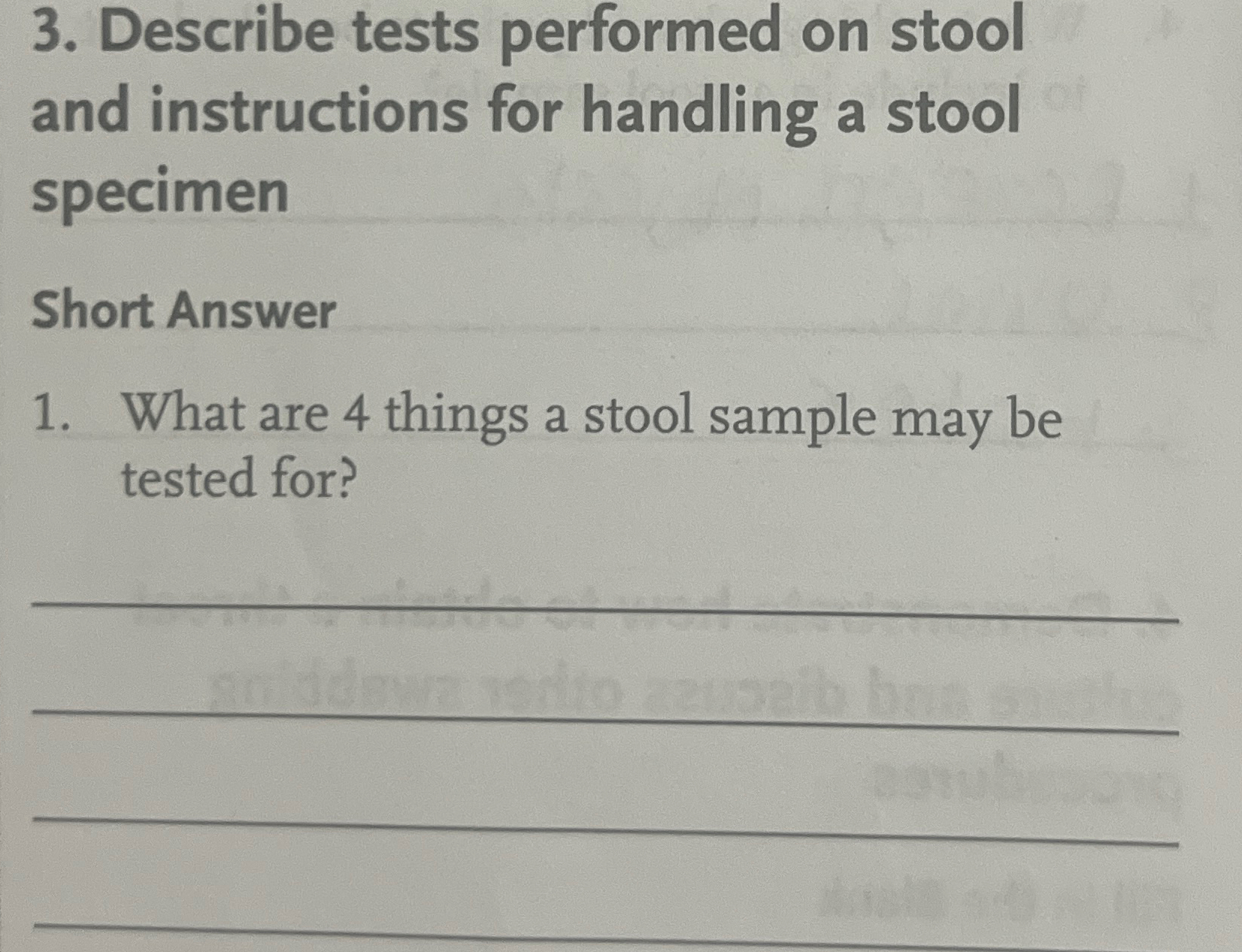 Solved Describe tests performed on stool and instructions | Chegg.com