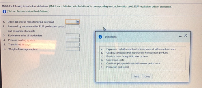 Solved Match the following terms to their definitions. | Chegg.com