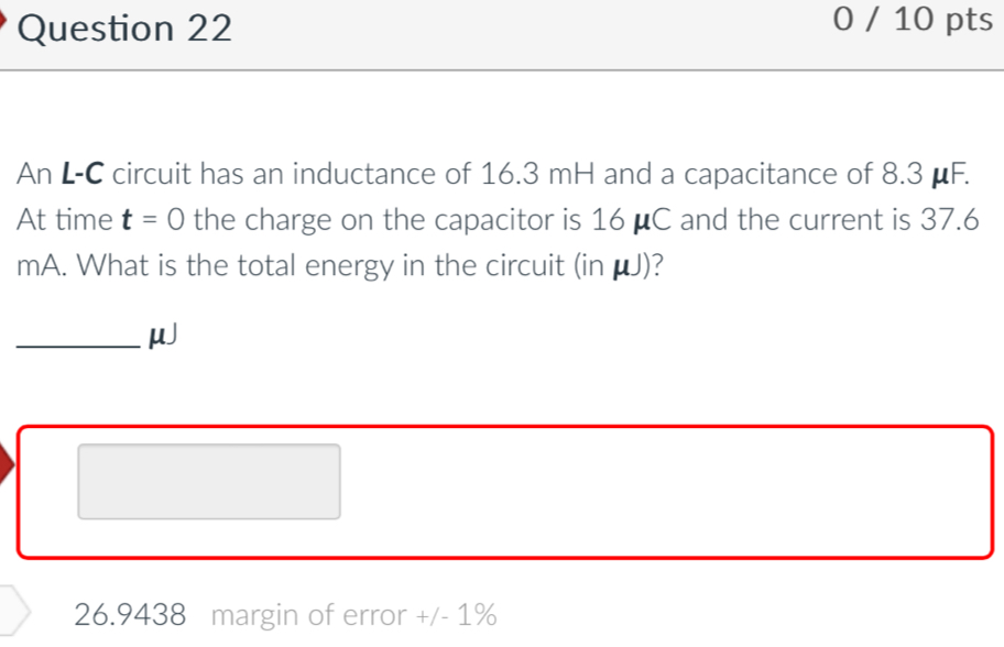 Solved Question 22010 ﻿ptsAn L-C ﻿circuit has an inductance | Chegg.com