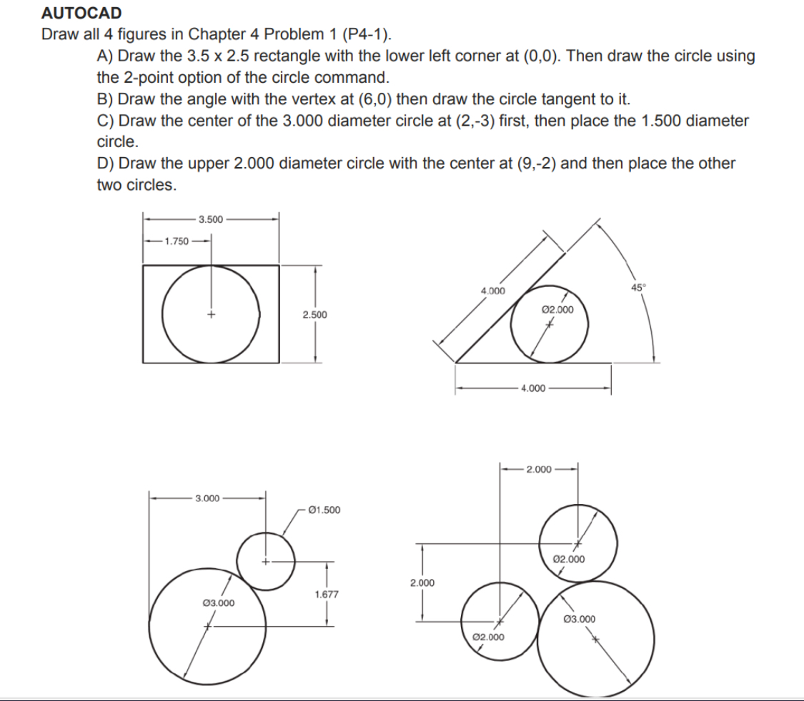 Solved AUTOCADDraw all 4 ﻿figures in Chapter 4 ﻿Problem | Chegg.com