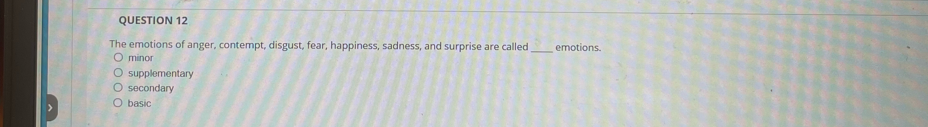 Solved QUESTION 12The emotions of anger, contempt, disgust, | Chegg.com