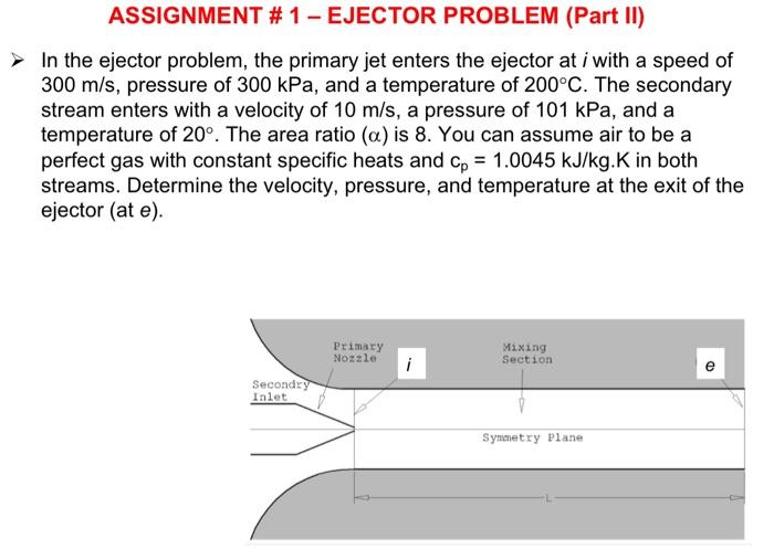 Solved ASSIGNMENT #1 - EJECTOR PROBLEM (Part II) In the | Chegg.com