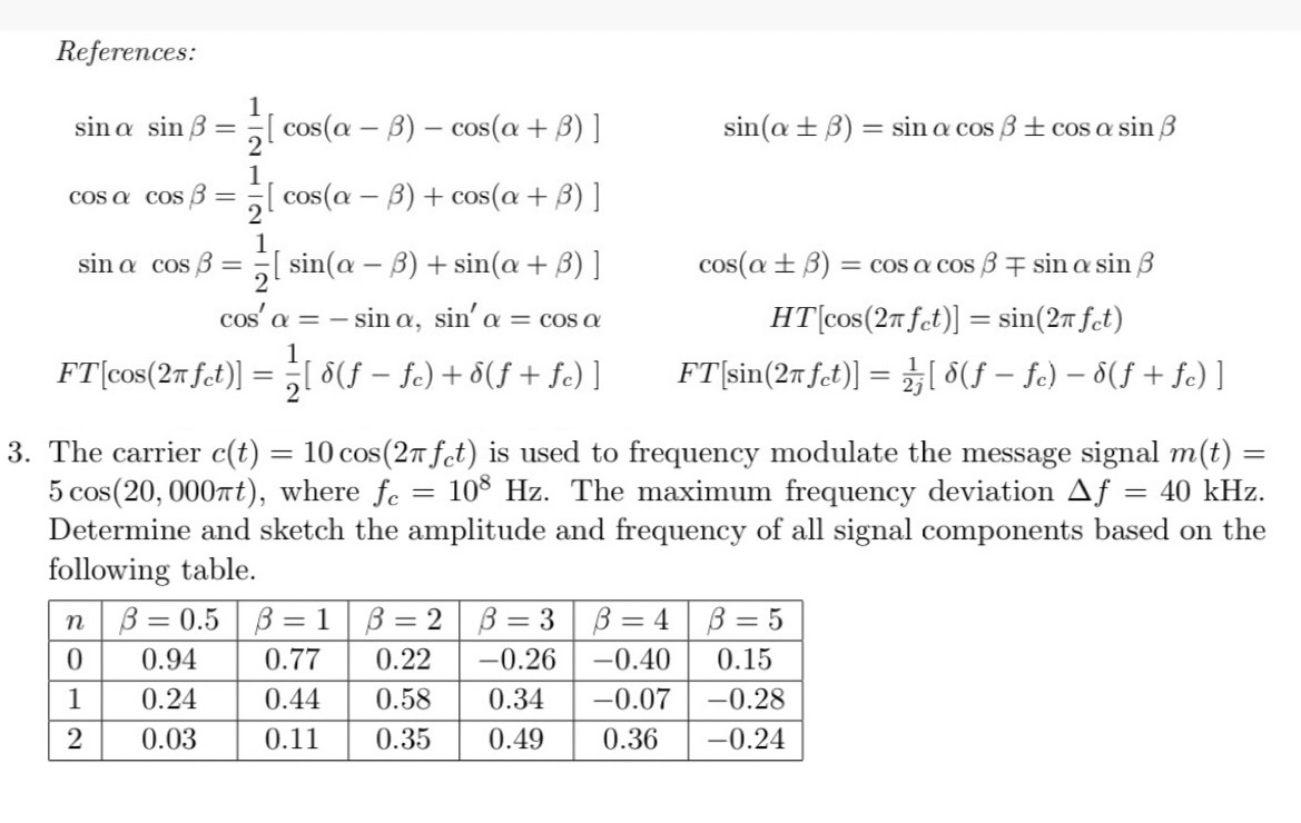 Subject is ECE COMMUNICATION SIGNALS. Please answer | Chegg.com