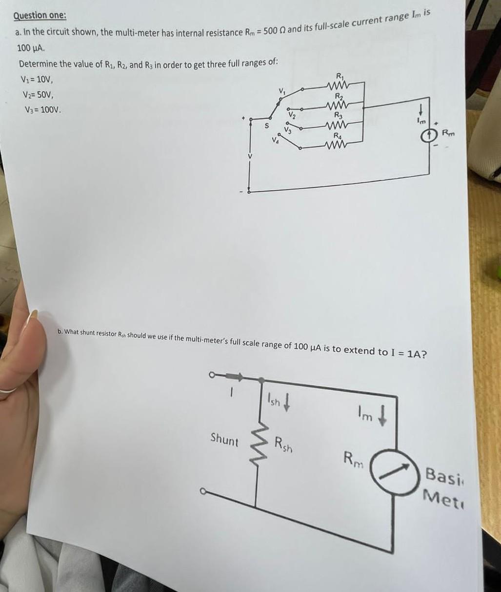 Solved a. In the circuit shown, the multi-meter has internal | Chegg.com