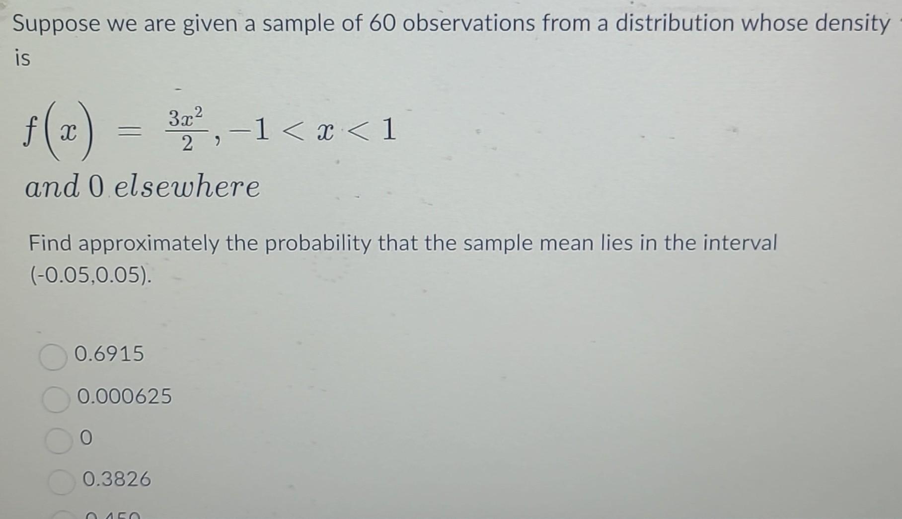 Solved Suppose we are given a sample of 60 observations from | Chegg.com