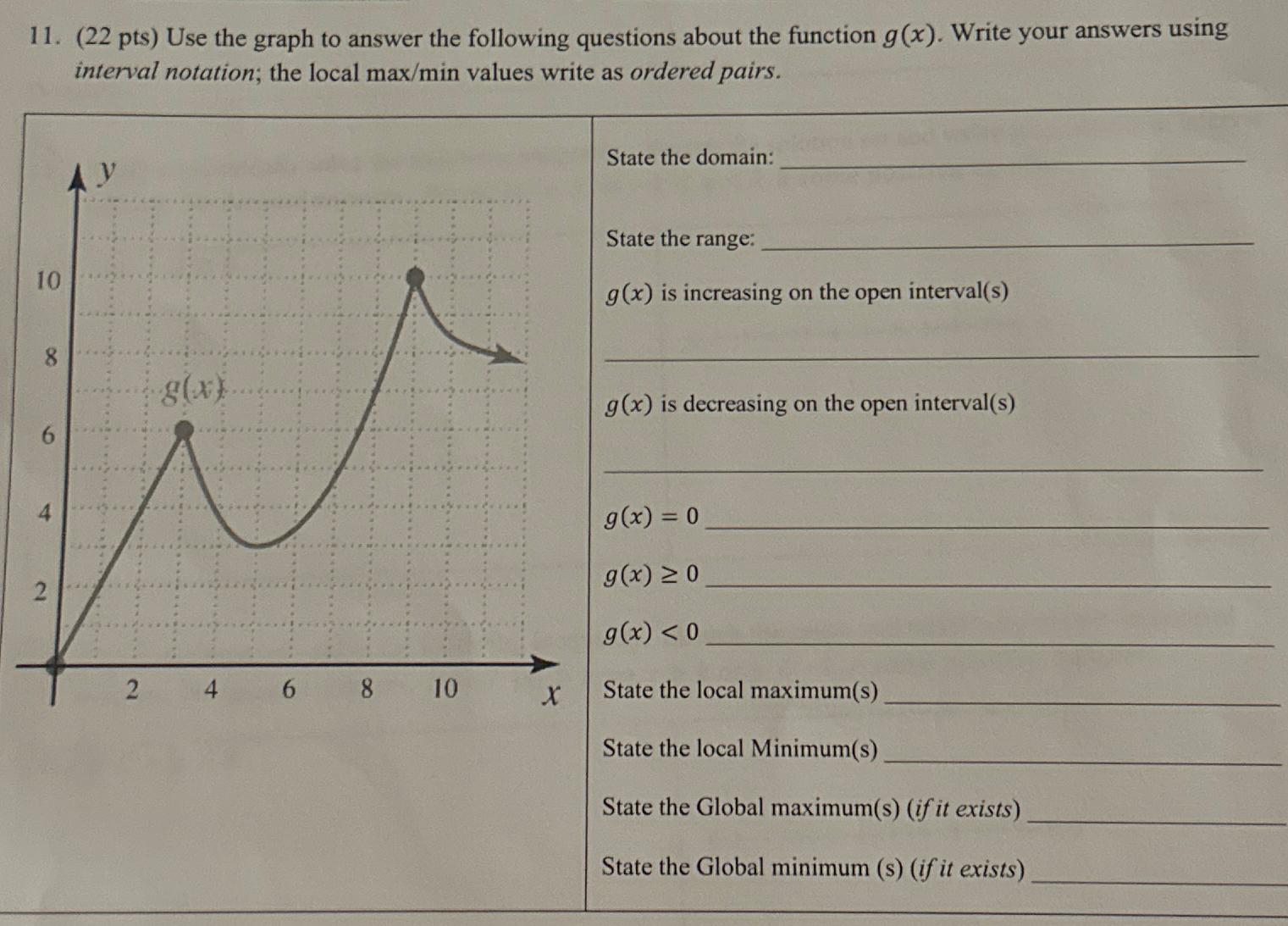 Solved ( 22 pts) Use the graph to answer the following | Chegg.com