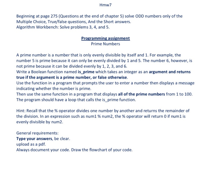 Solved Hmw7 Beginning at page 275 (Questions at the end of | Chegg.com