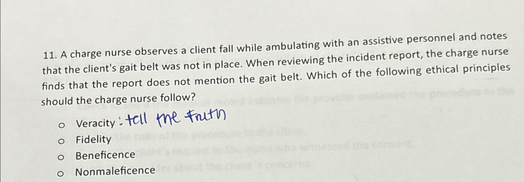 A charge nurse observes a client fall while | Chegg.com