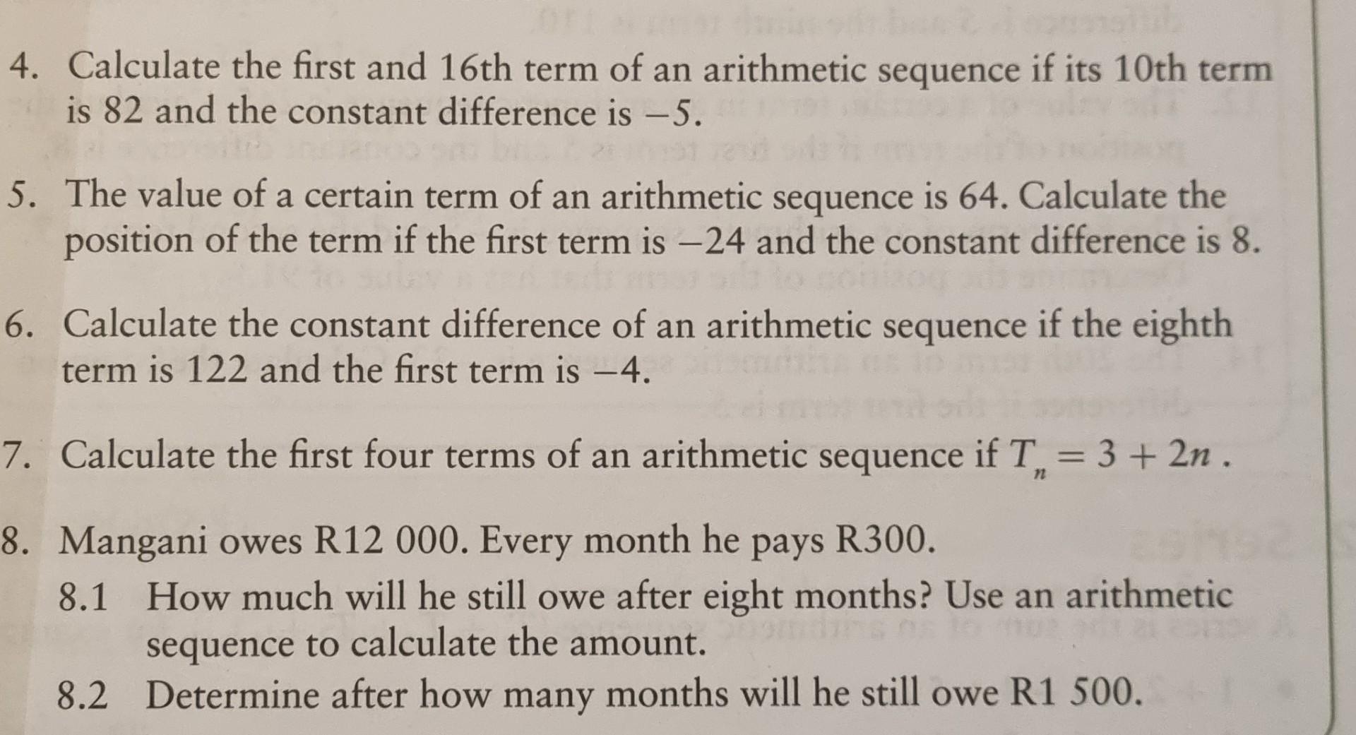 Solved 4. Calculate the first and 16th term of an arithmetic | Chegg.com