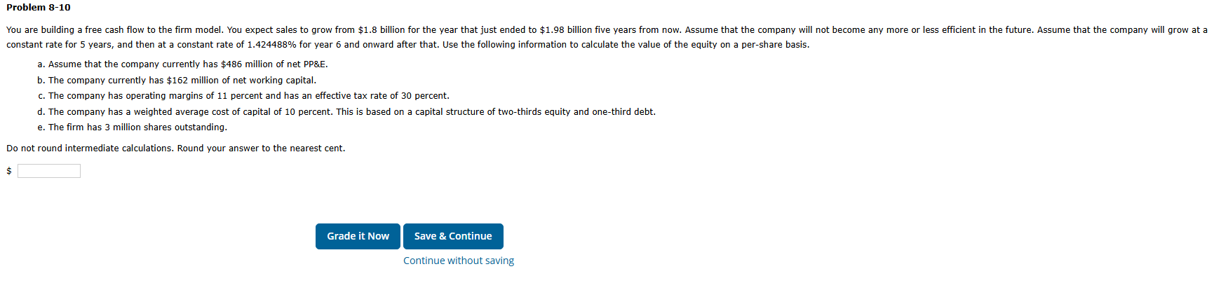 Solved Problem 8-10 ﻿constant rate for 5 ﻿years, and then at | Chegg.com