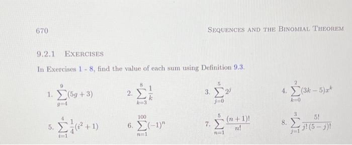 670 9.2.1 EXERCISES In Exercises 1 - 8, find the | Chegg.com 670 9.2.1 EXERCISES In Exercises 1 - 8, find the | Chegg.com