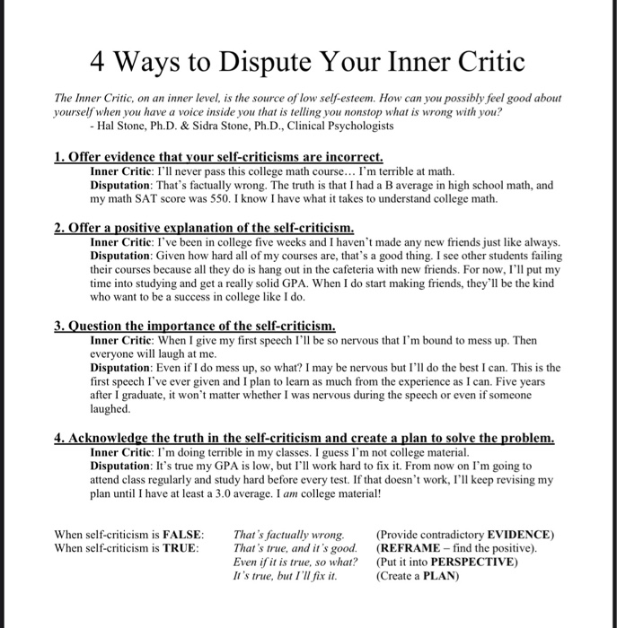1 of 2 My Inner Critic My Inner Guide This is a | Chegg.com