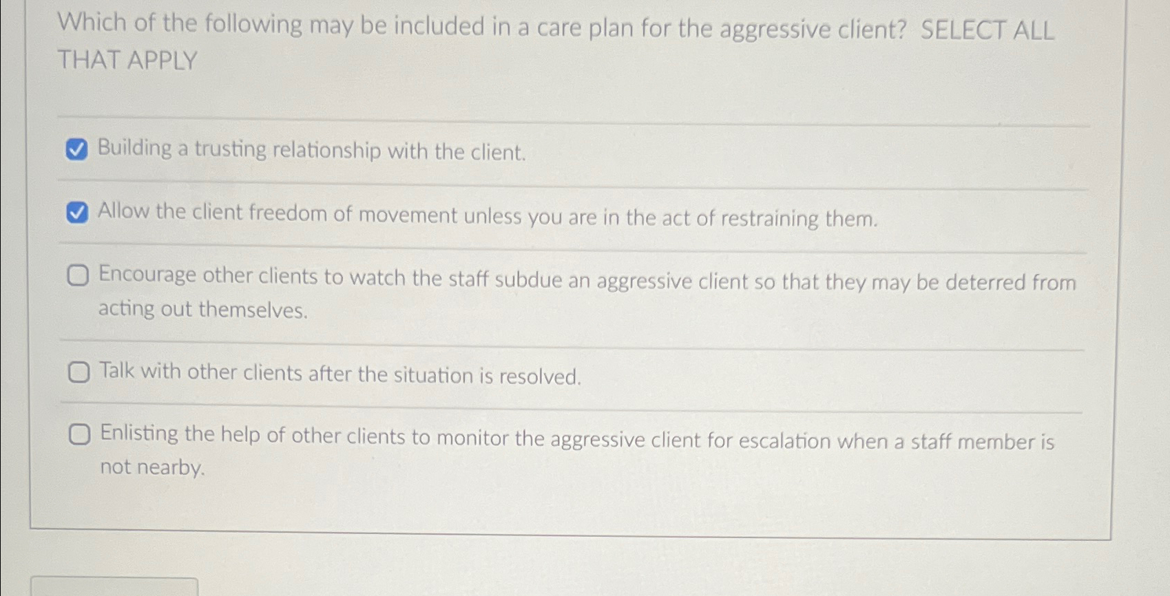 Solved Which of the following may be included in a care plan | Chegg.com