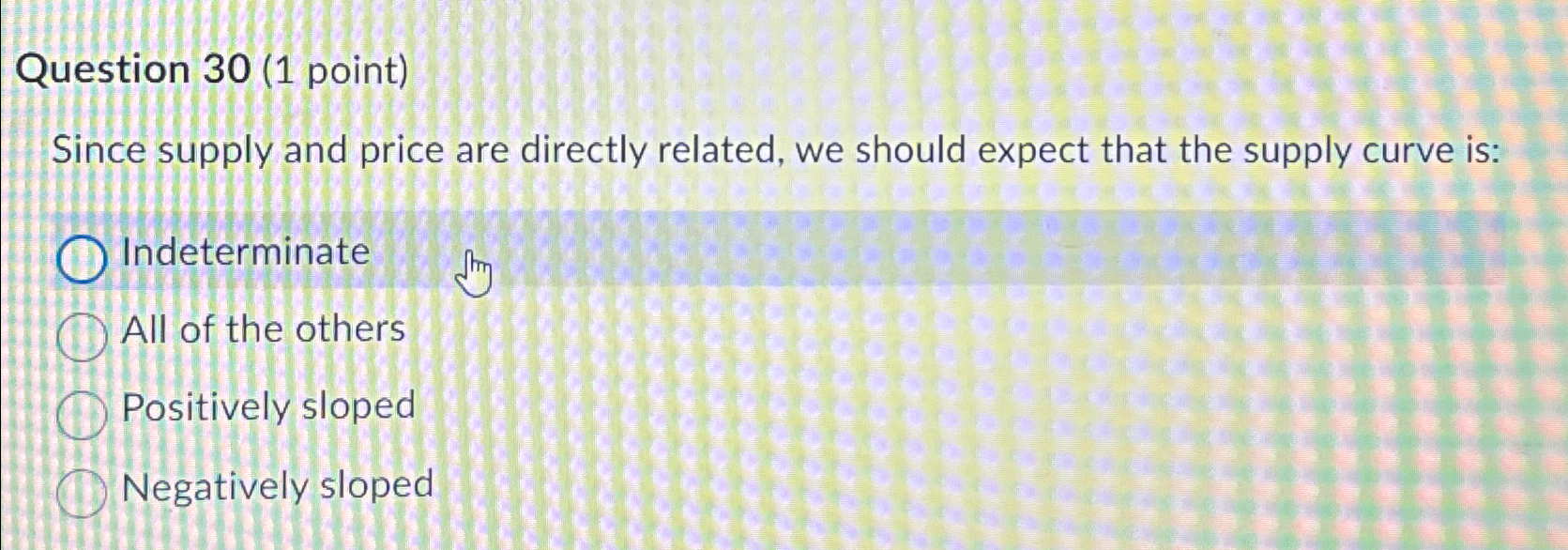 Solved Question 30 (1 ﻿point)Since supply and price are | Chegg.com
