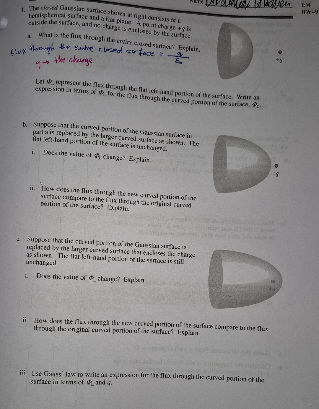 Solved ivame usoumella Is sedueesThe closed Gaussian surface | Chegg.com