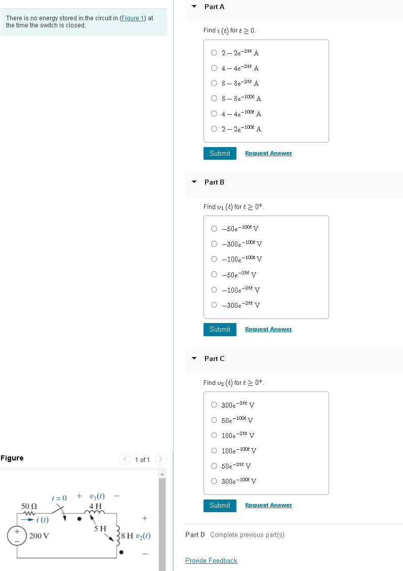 Solved There is no energy stored in the circuit in (Figure | Chegg.com